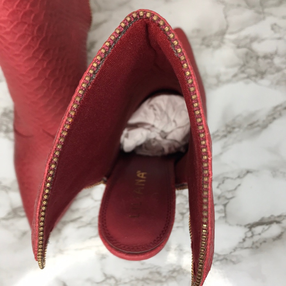 Liliana Snakeskin Mule Stilettos Red Maroon Size 10 - Gem